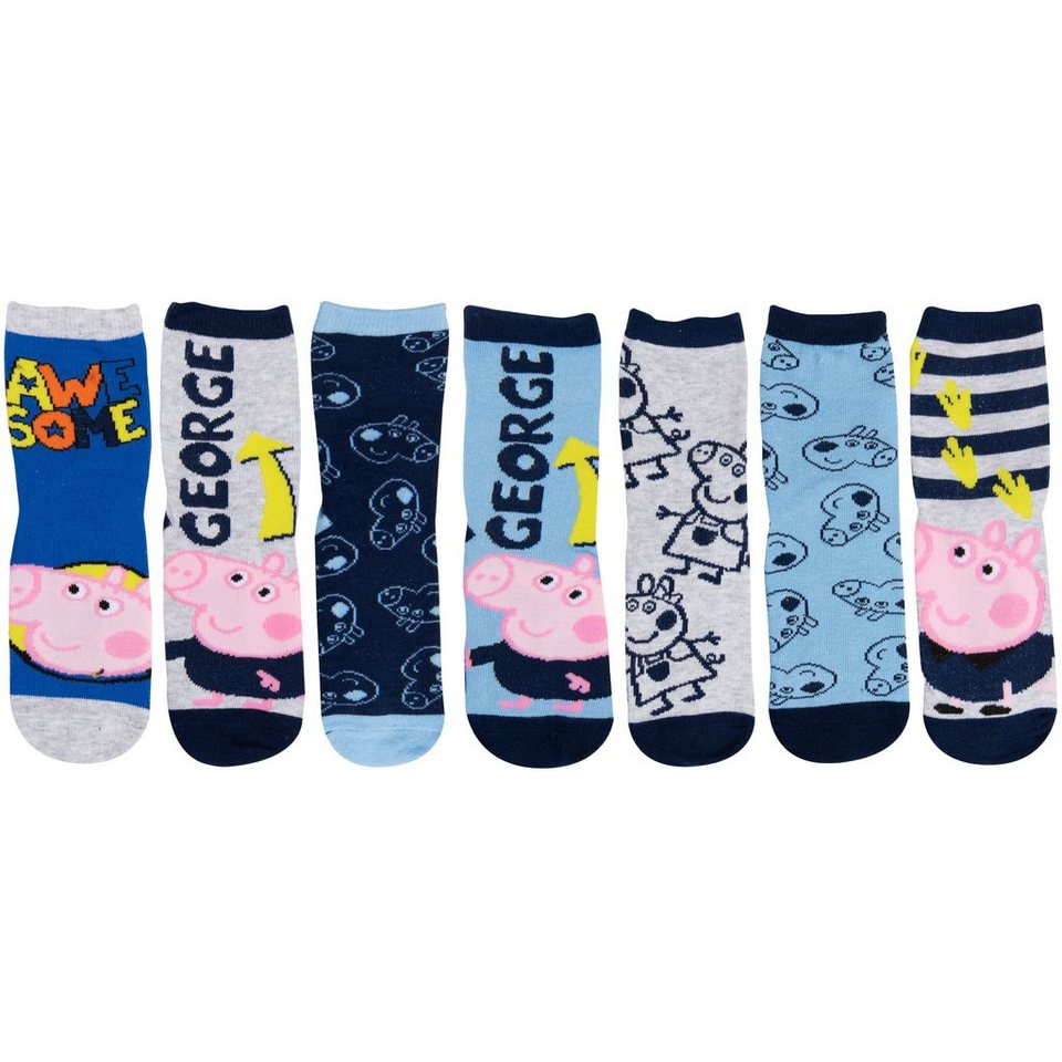 United Labels® Socken Peppa Wutz Socken Für Jungen Blau Grau 7er Pack