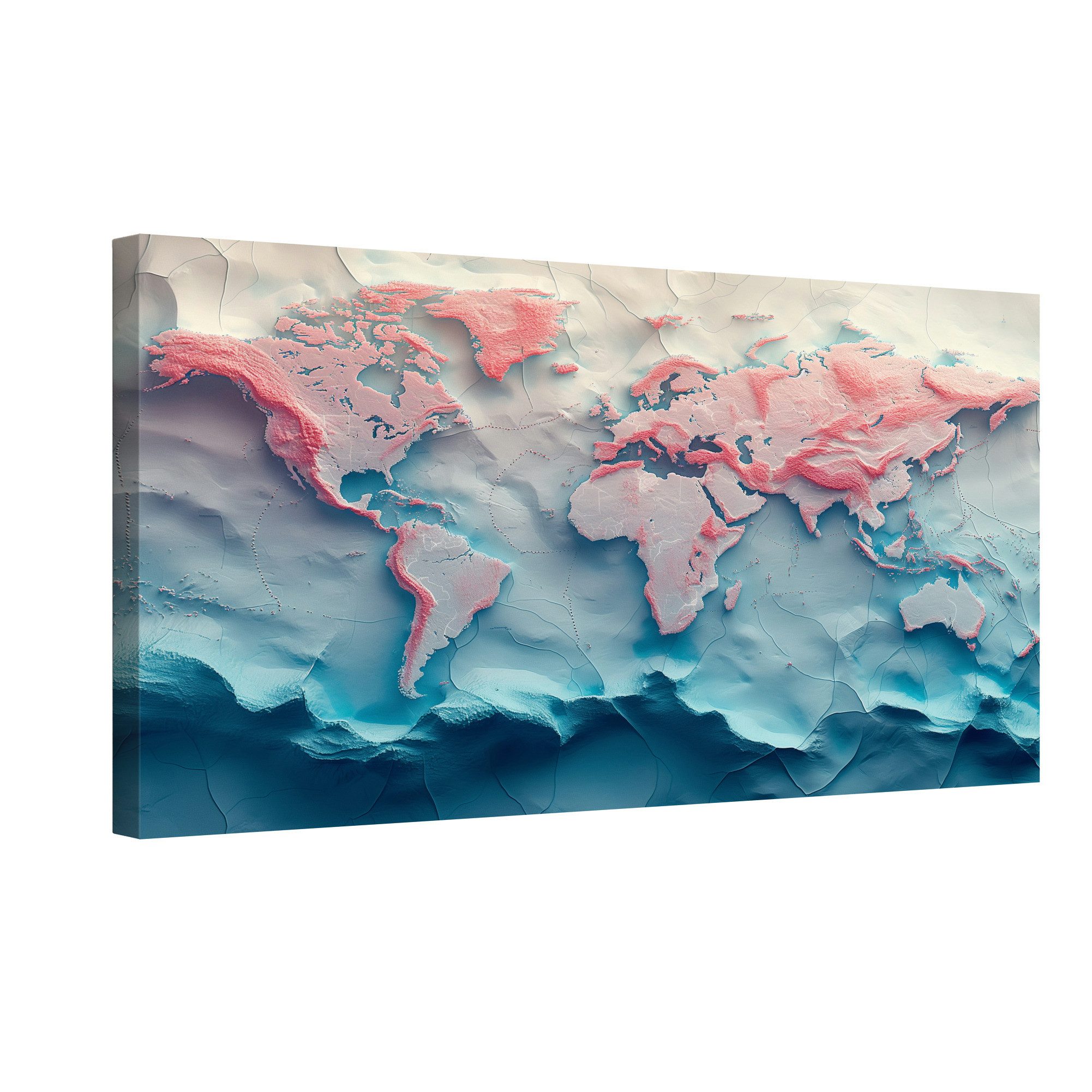 Altdecor Leinwandbild Landkarte Abstrakt Rosa Blau 30 X 20 Cm
