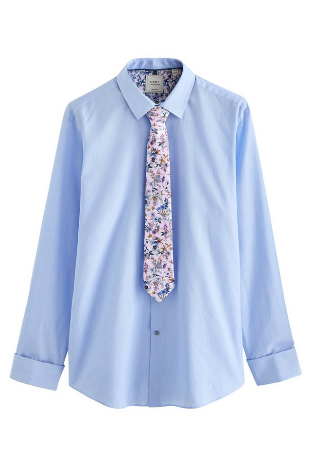 Next Langarmhemd Edles Slim Fit Hemd Mit Krawatte 3 Tlg