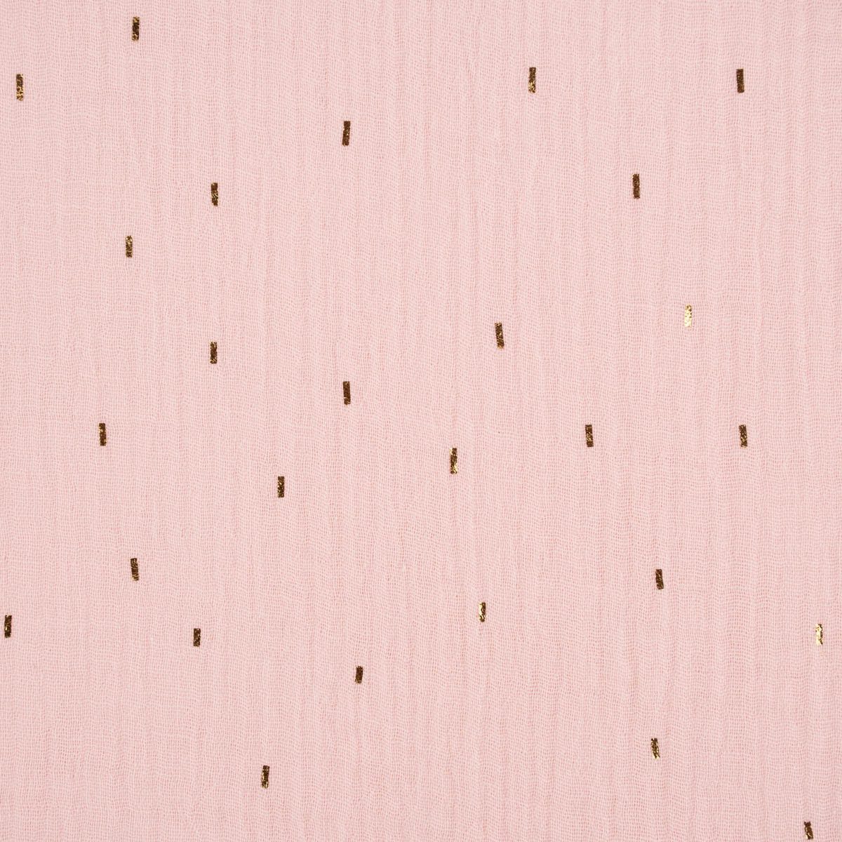 SchÖner Leben Stoff Double Gauze Foliendruck Konfetti Striche Uni Rosa
