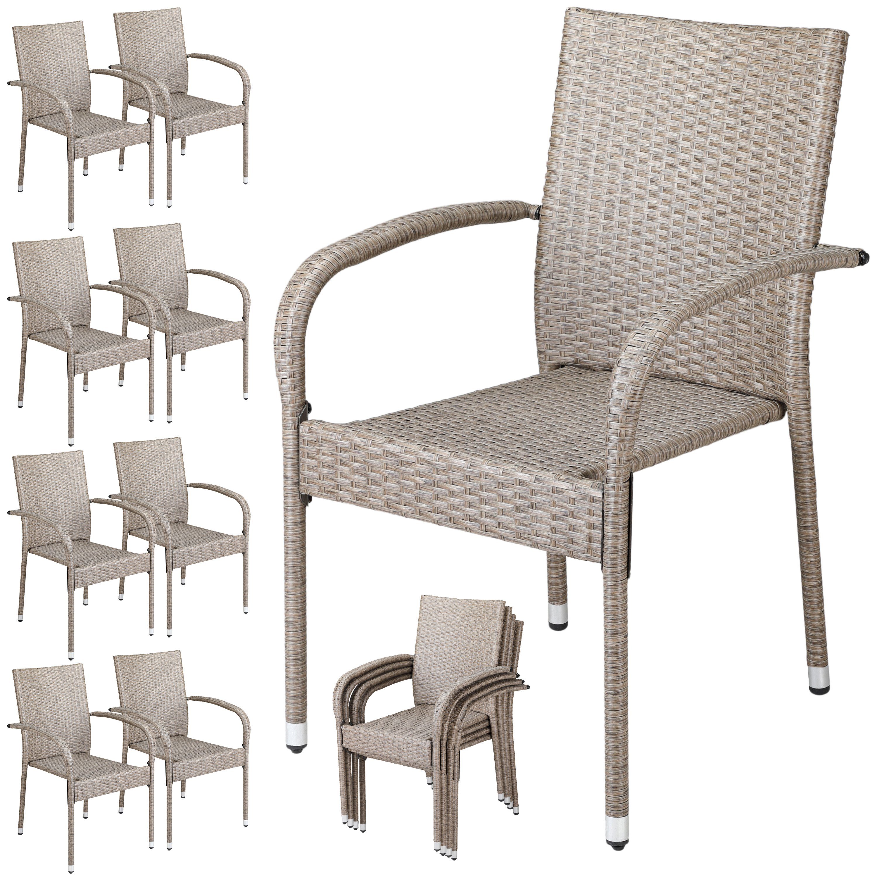 Casaria Gartenstuhl Polyrattan 8er Set Stapelbar Höhenverstellbar 120