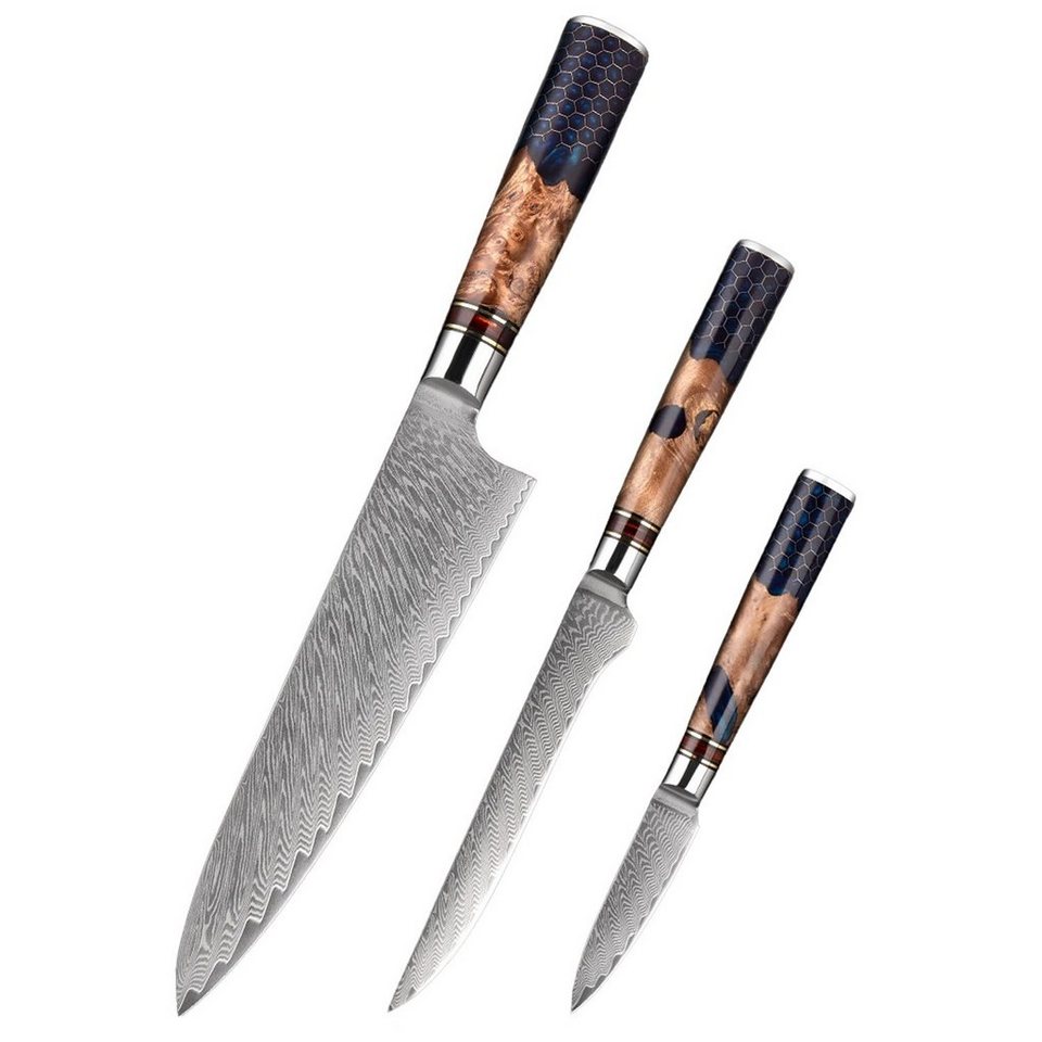 Muxel Gemüsemesser 3 Tlg Damast Messer Set Kochmesser Extra Scharfe