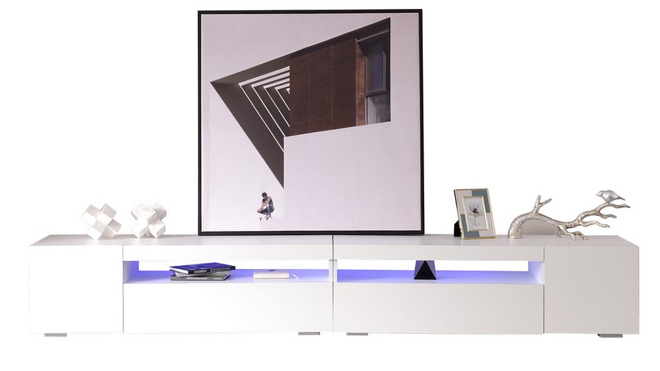 Merax Lowboard Mit 16 Farben Led Beleuchtung Tv Kommode Fernsehtisch