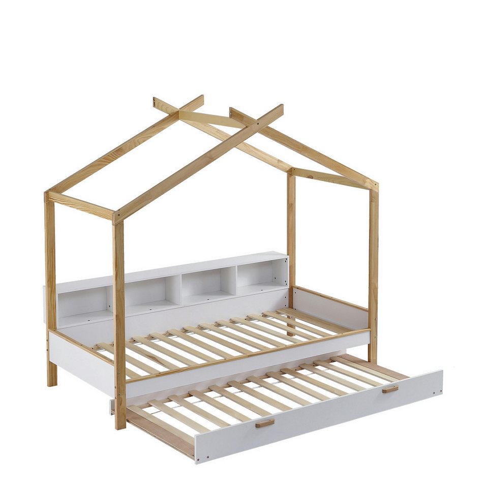 Ihome Hausbett Einzelbett Kinderbett Ausziehbarem Rollbettmit 4