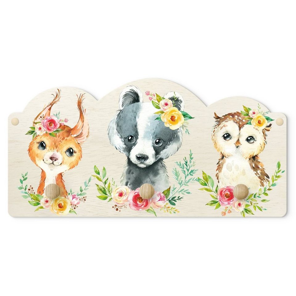 Bilderdepot24 Garderobenpaneel Orange Wasserfarben Illustration Tiere