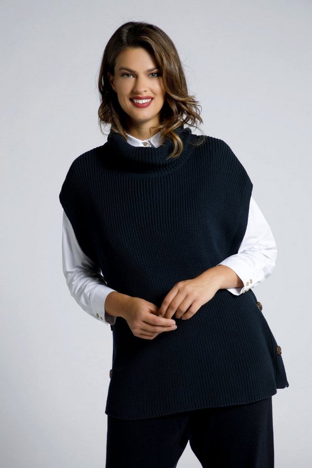 Ulla Popken Rollkragenpullover Pullunder Seitliche Knöpfe Rollkragen