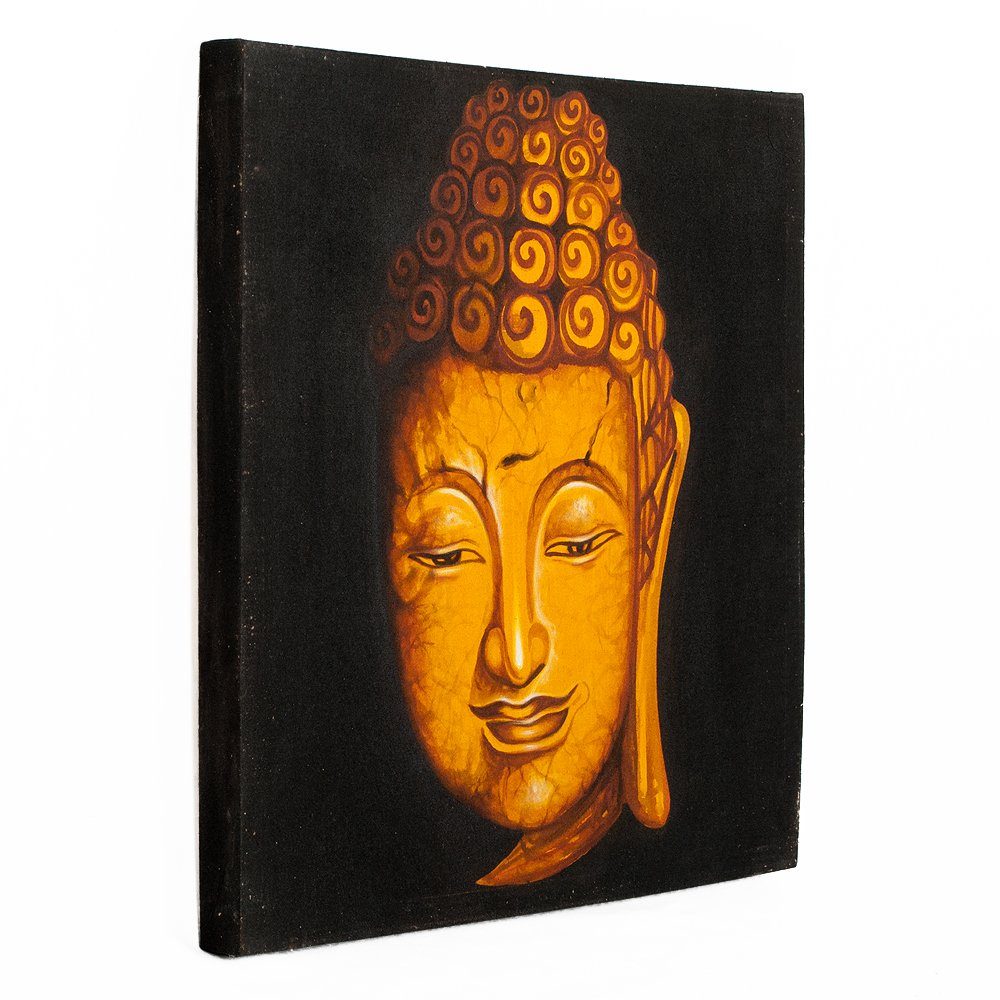 LebensWohnArt Bild Wandbild BUDDHA 60x60cm auf Leinwand Handmade