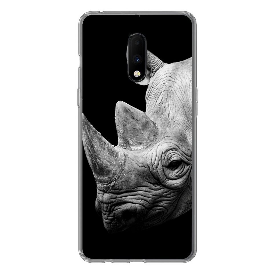 Muchowow Handyhülle Tiere Nashorn Schwarz Weiß Porträt Phone