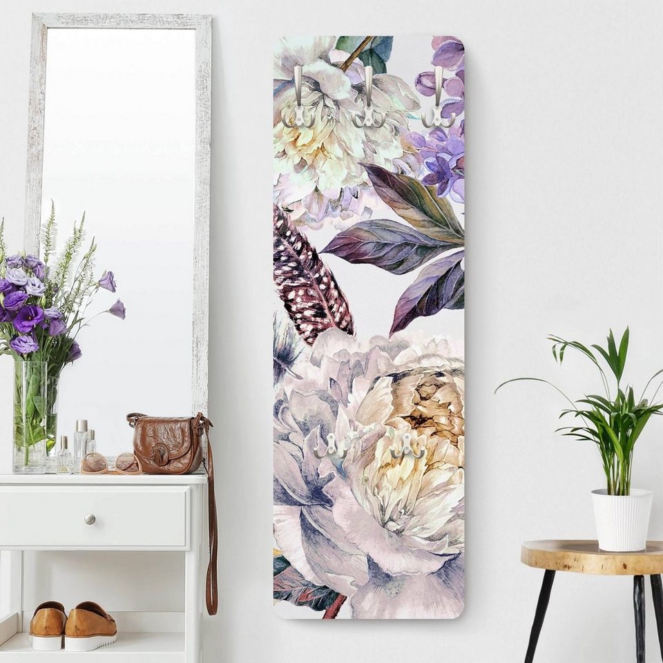 Bilderdepot24 Garderobenpaneel Pastell Blumen Illustration Zartes