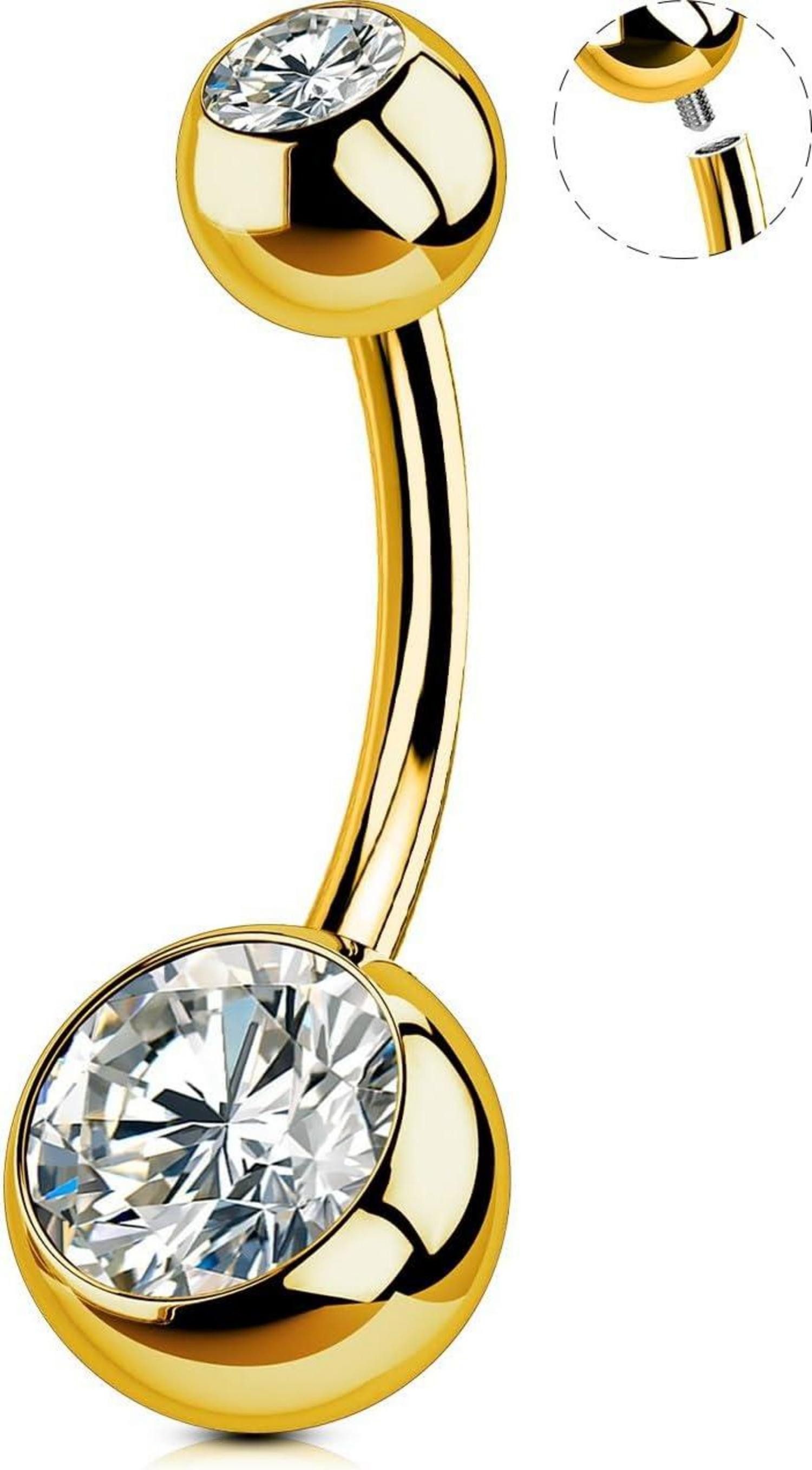 OUFER Bauchnabelpiercing Bauchnabelpiercing Titan Gold 14G 10/12/14/16 mm Innengewinde CZ