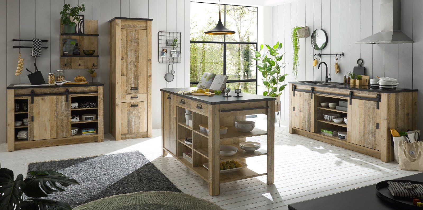Furndesign Küchenbuffet Stove Küche In Used Wood Set 7 Teilig Mit