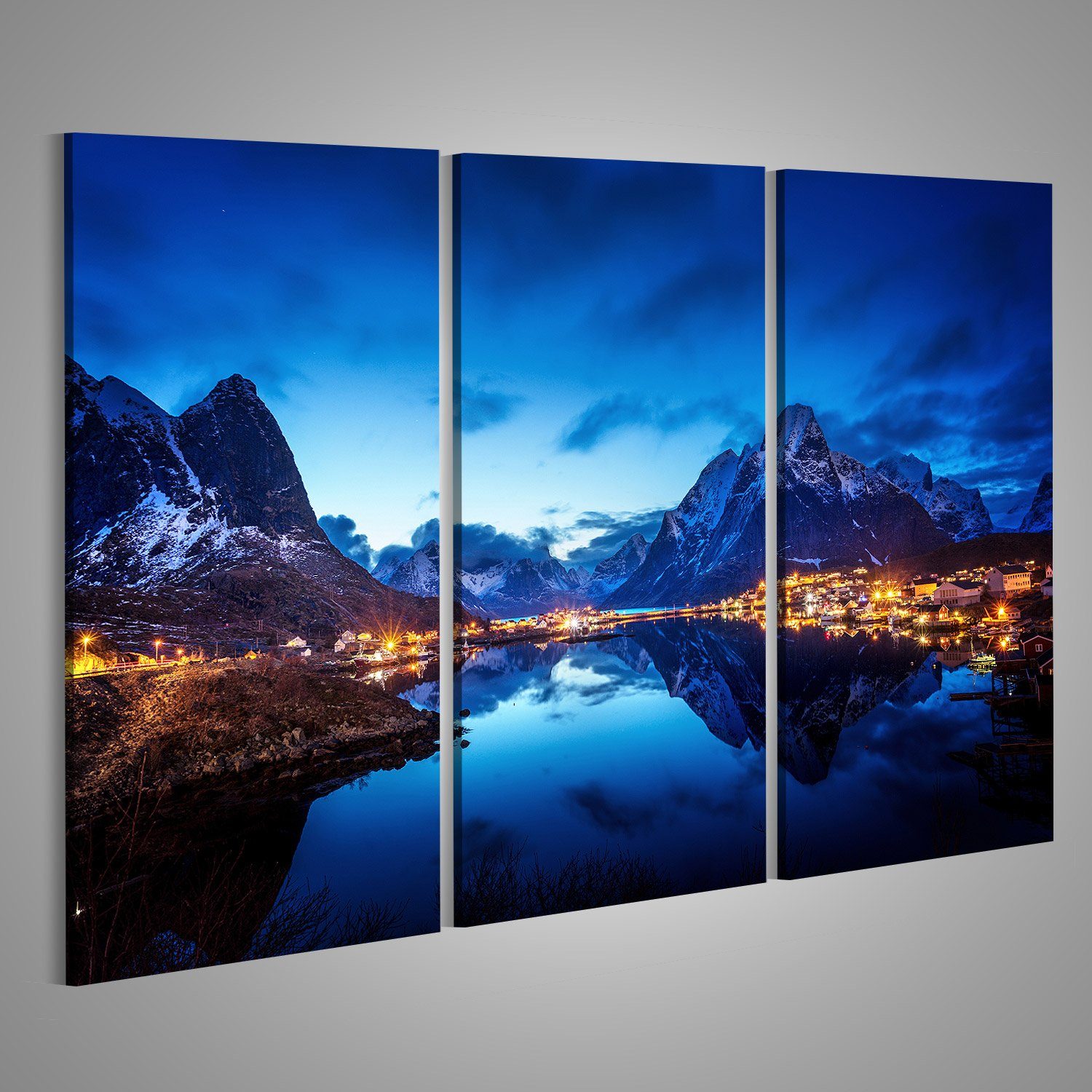 islandburner Leinwandbild »Bild auf Leinwand Sonnenuntergang Winter Lofoten Norwegen Wandbild ...
