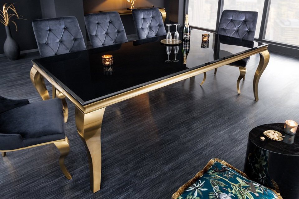Riess Ambiente Esstisch Modern Barock 200cm Schwarz Gold 1 St