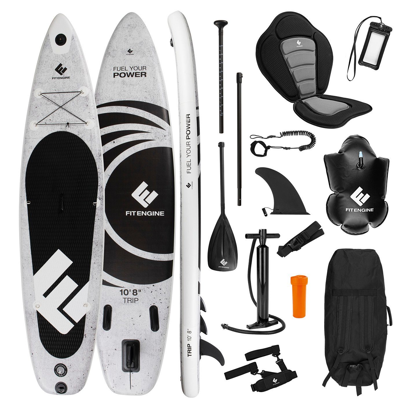 FitEngine Inflatable SUP-Board Trip SUP-Board Set 10'8'' 325cm Beton ...