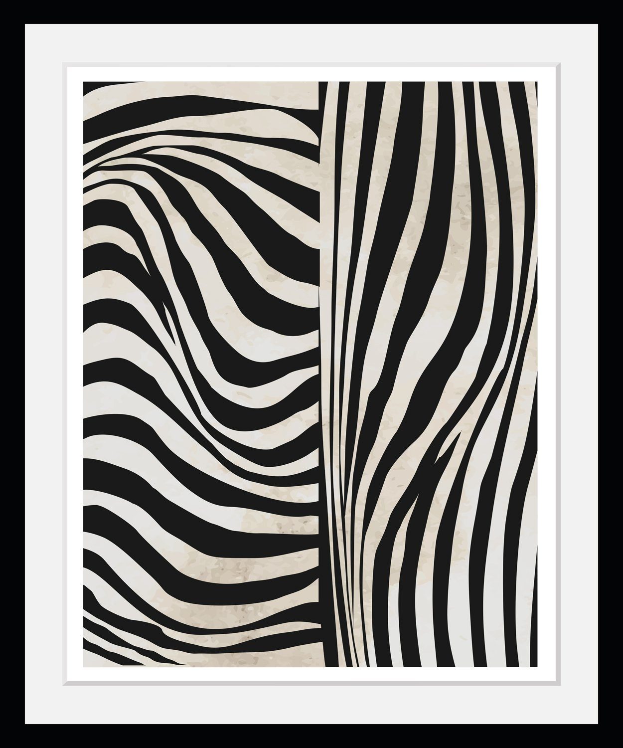 queence Bild mit Rahmen Zebra - Fell - Muster - Gerahmter Digitaldruck - Wandbild, Zebrafell (1 ...