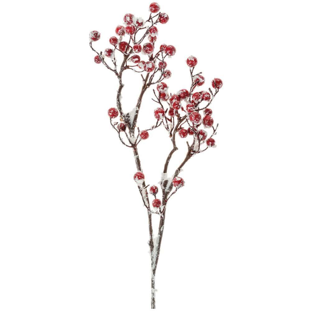 Kunstblume Beerenzweig Kunstzweig Mit Glitzerndem Kunstschnee Zweig