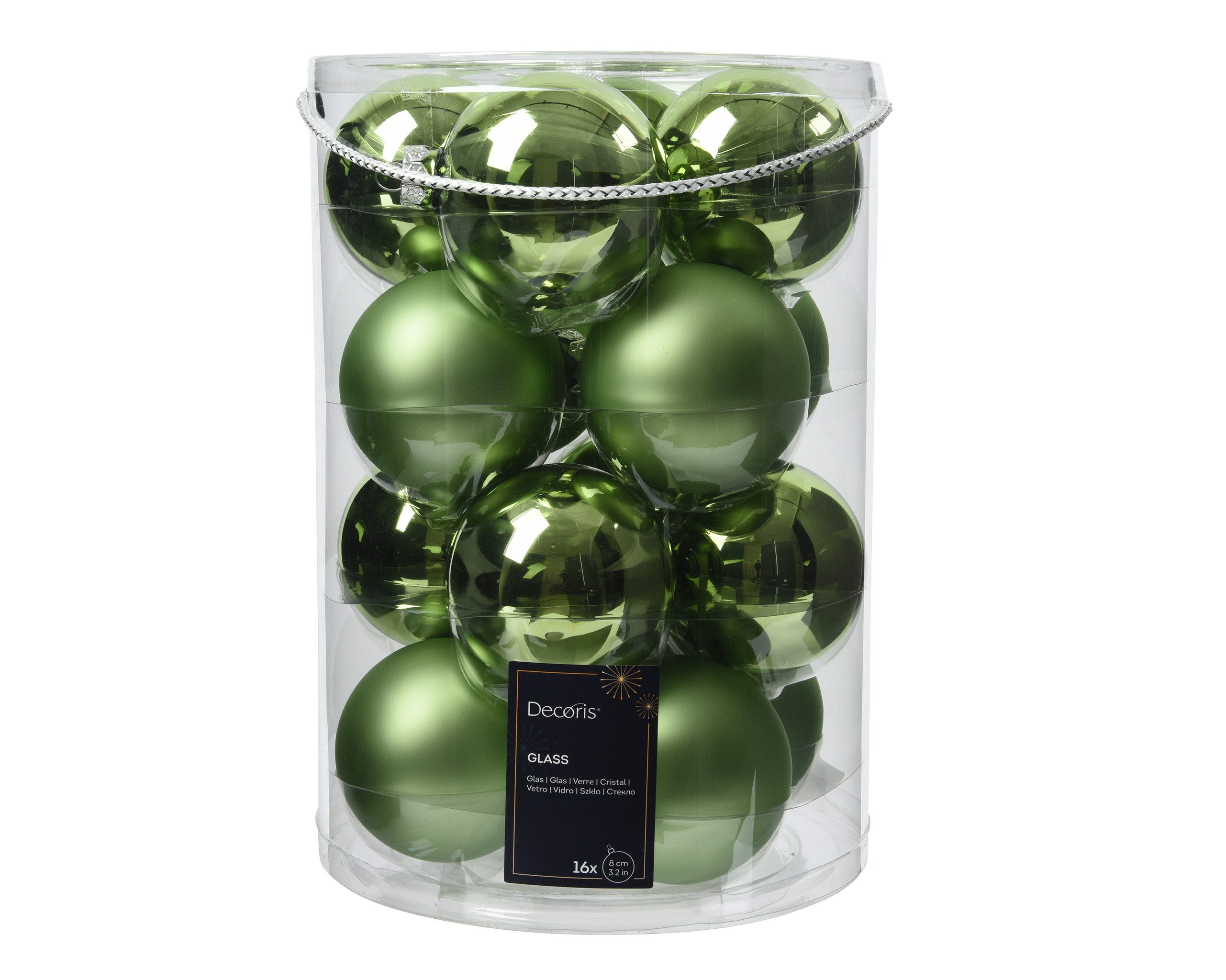 Kaemingk Weihnachtsbaumkugel, Weihnachtskugeln Glas 8cm 16 Stück - Grüntee
