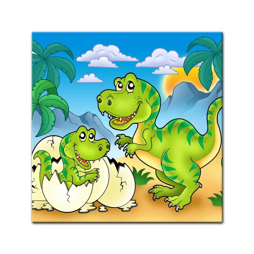 Bilderdepot24 Leinwandbild Dino Kinderbild Tyrannosaurus Rex Tiere