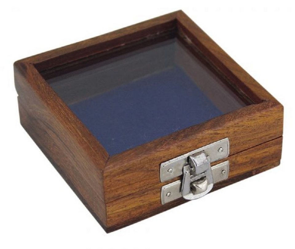Linoows Dekoobjekt Kompass Box Maritime Holzbox Glasdeckel Klappbox 1