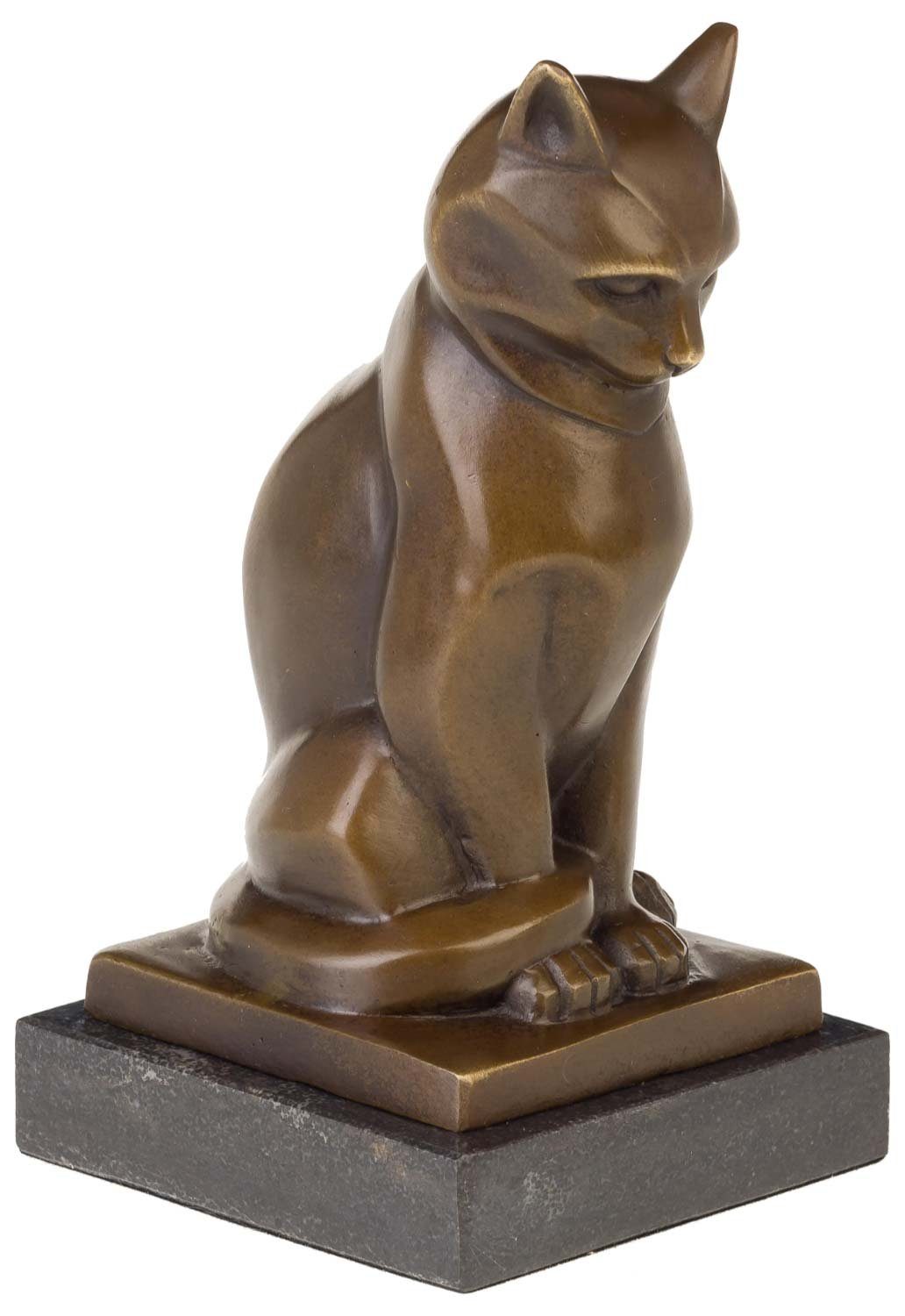 Aubaho Skulptur Bronzeskulptur Katze Bronze Figur Statue Bronzefigur