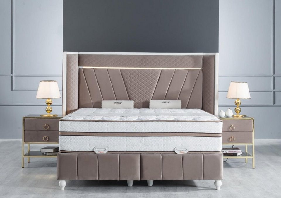 Jvmoebel Schlafzimmer Set Luxus Schlafzimmer Set Beige Bett 2x