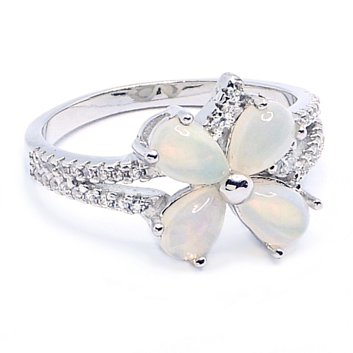 Goldene Hufeisen Silberring Edelopal Ring aus 925 Silber Damen echte Edelsteine Welo Blume ...