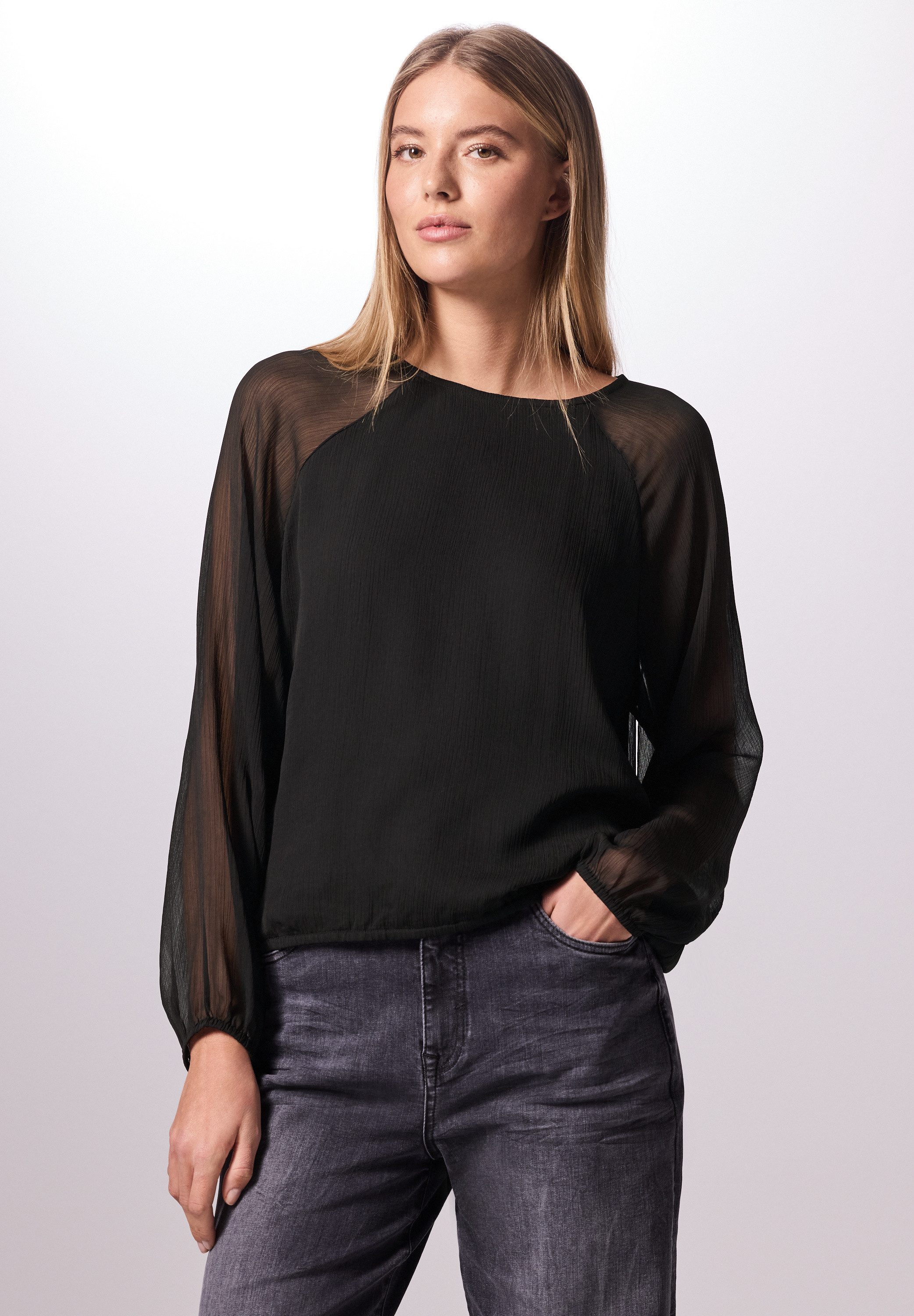STREET ONE STUDIO Chiffonbluse mit transparenten Ärmeln