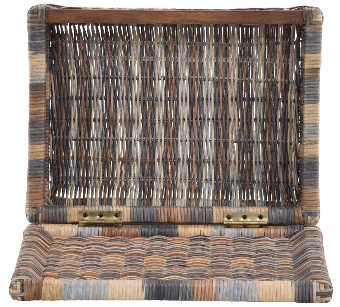 Krines Home Aufbewahrungskorb Flacher Korb mit Deckel Rattan geflochten ...