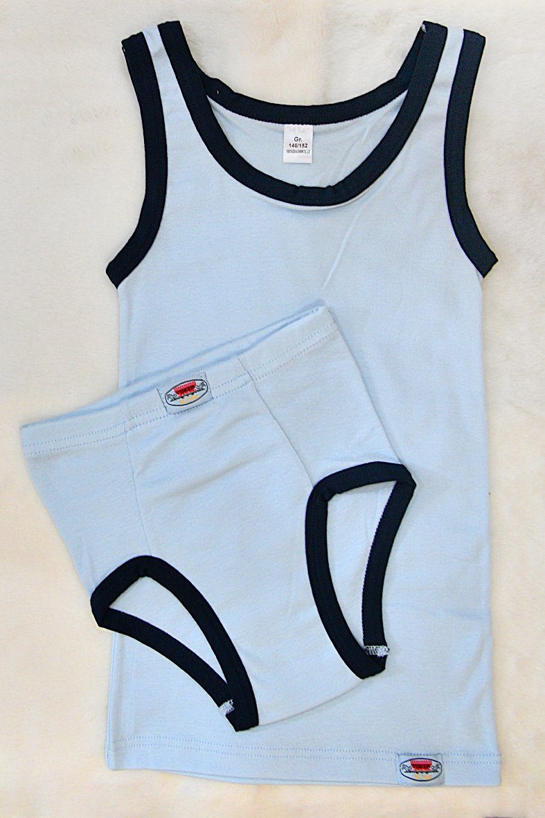 Toker Collection® Unterhemd Jungen Garnitur 2er Set Je 2x Hemd Und Slip