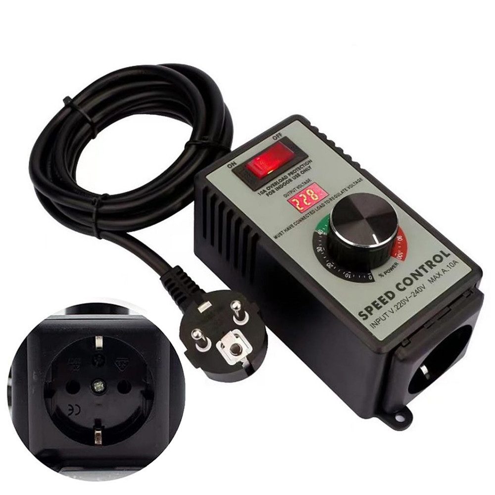 PRIISF Steckdose Drehzahlregler AC 230V 4000W Frequenzumrichter Motorspannungsregler, 10A ...