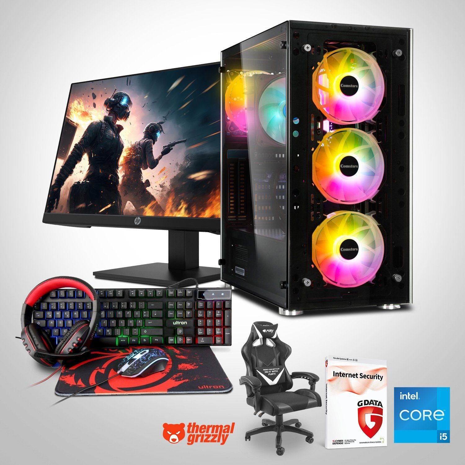 Memory PC Gaming-PC-Komplettsystem (23,80", Intel Core i5 10400F, RTX ...