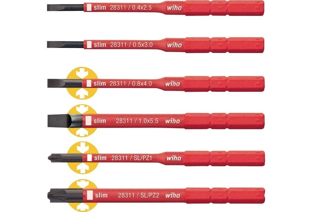 Wiha Bit-Schraubendreher Wechselklingensatz slimBit Pack 6-teilig (Schlitz / +- Pozidriv)