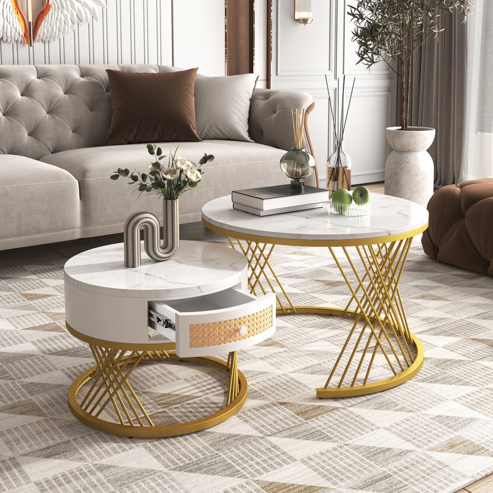 Gotagee Couchtisch 2 In 1 Runder Esstisch Mdf Beistelltisch Sofatisch