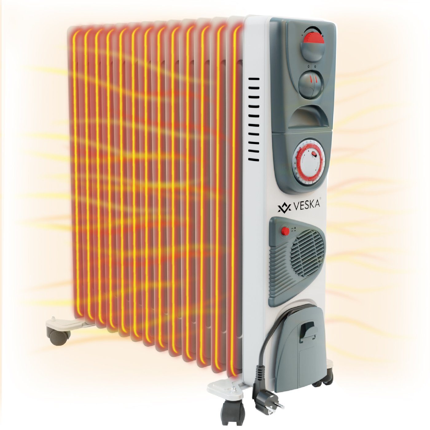 VESKA Heizkörper Elektroheizung 2900W Öl Radiator Elektro Heizung mit ...