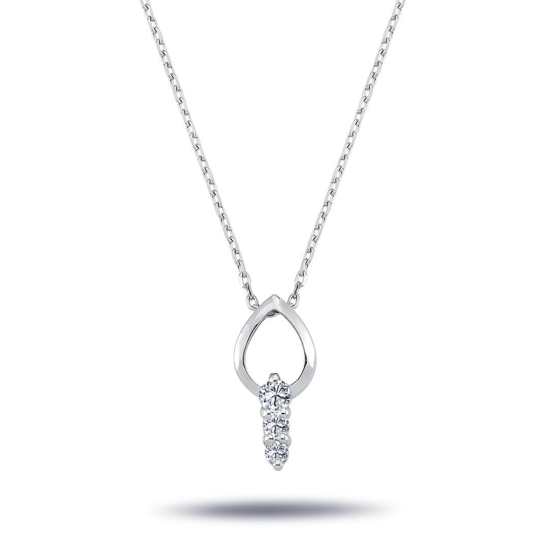 EinStein Diamant Goldkette Diamant Halskette mit 0,19 Carat Tria-Anhänger in 14 Karat Weißgold ...