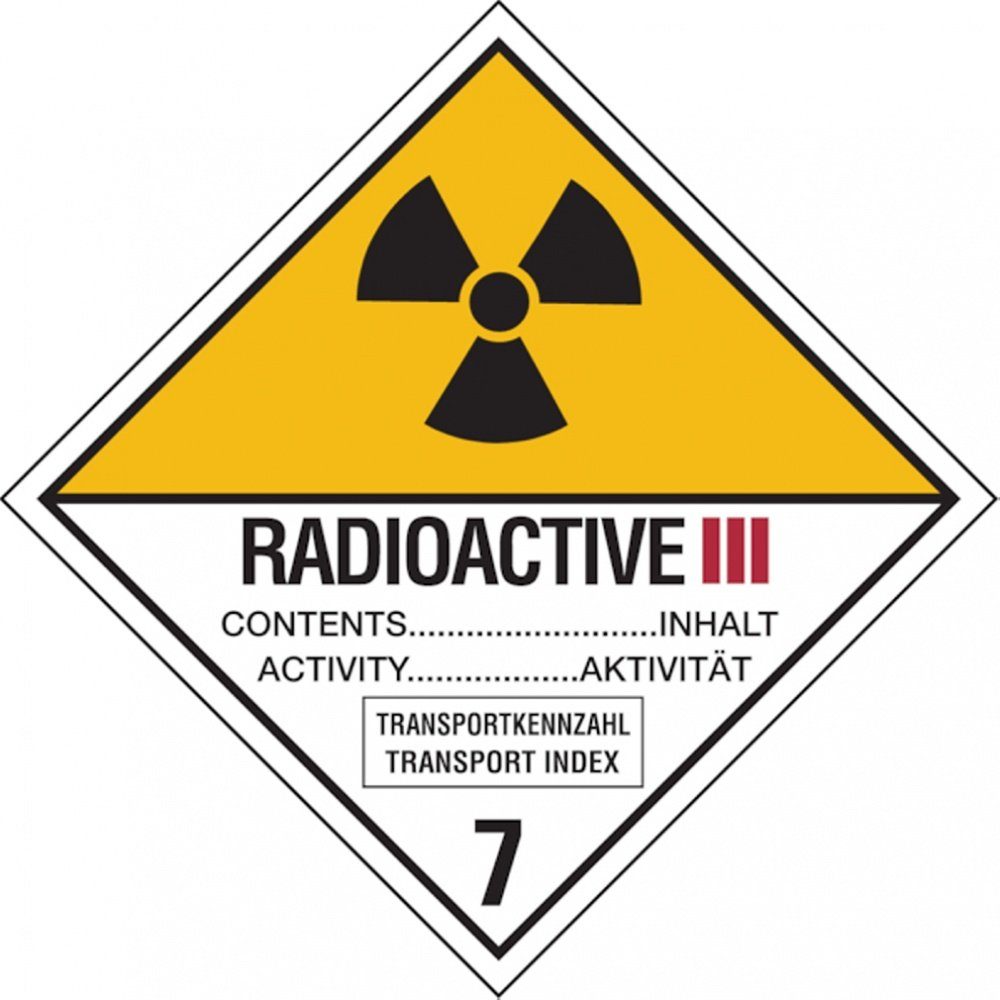 König Werbeanlagen Hinweisschild Gefahrzettel, Gefahrgutkl. 7C ...