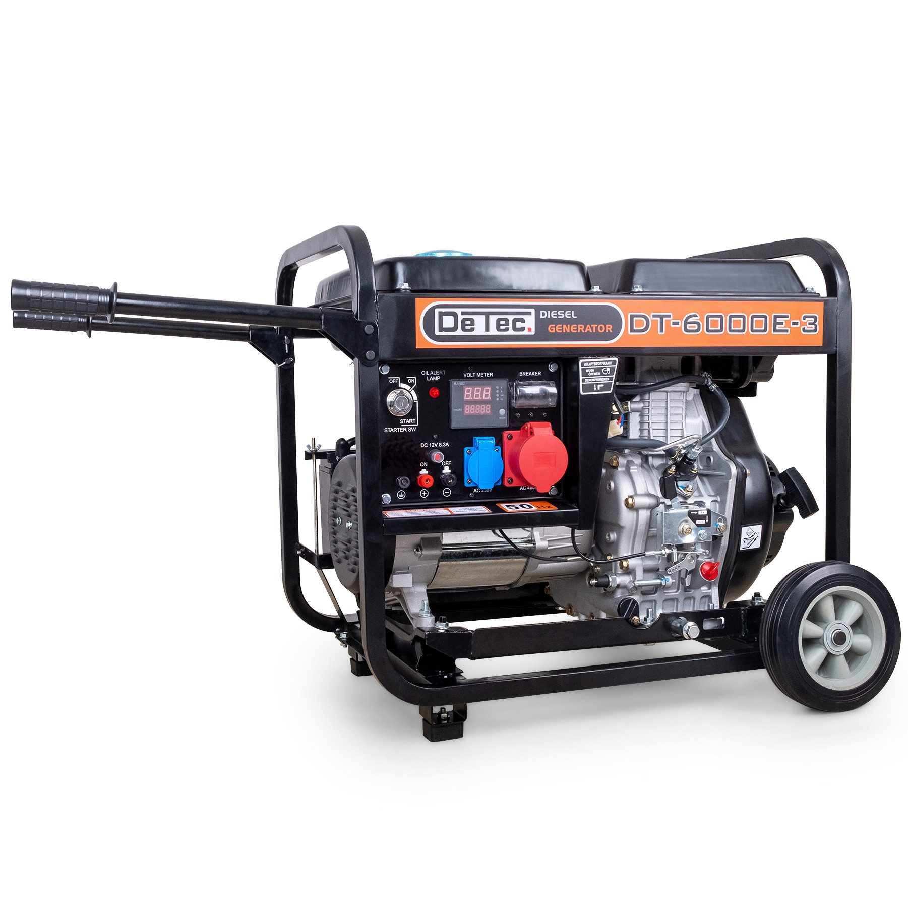 DeTec. Stromgenerator 3-Phasen Dieselaggregat 5 KW 400V Starkstrom Stromerzeuger, mit E-Start