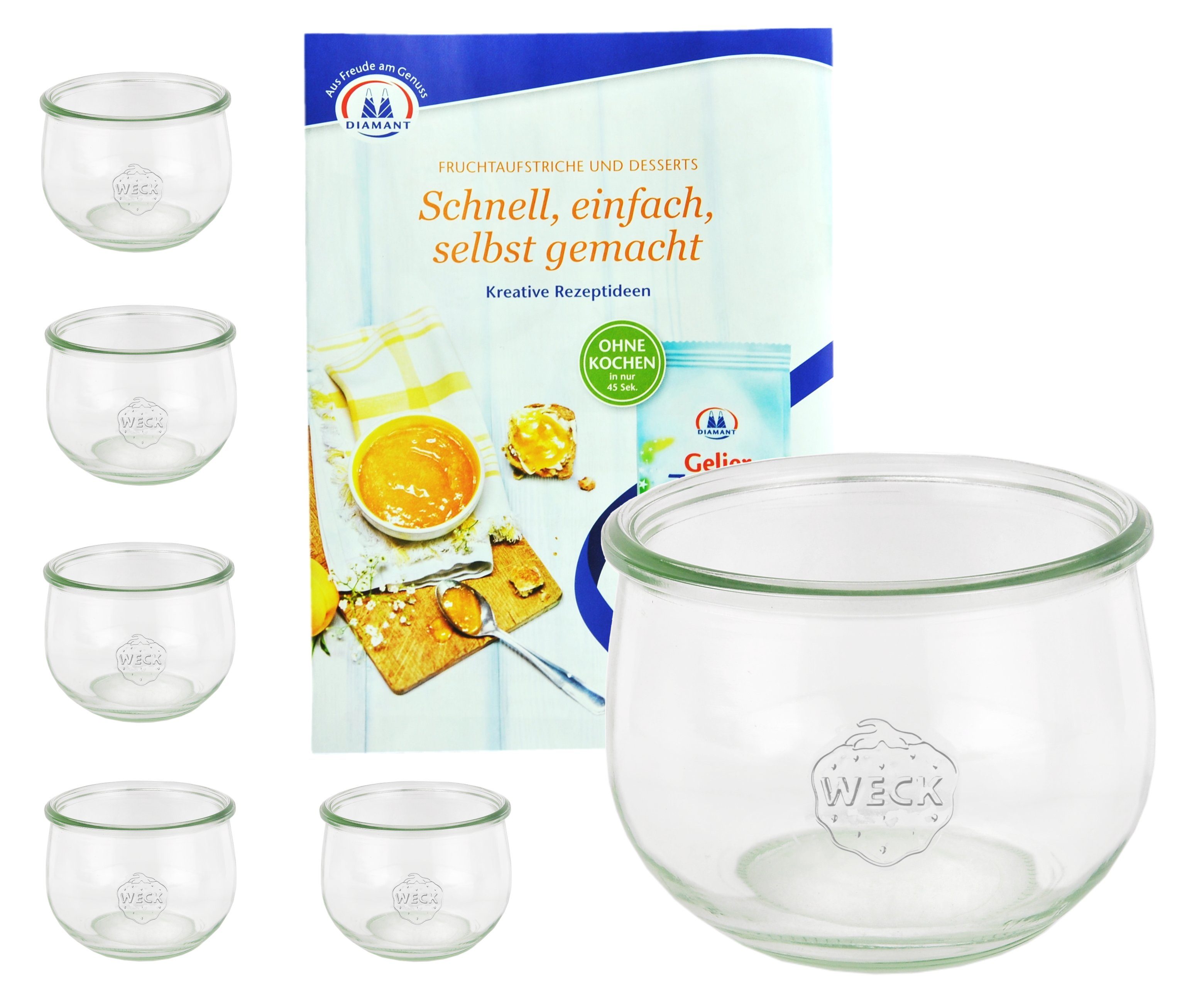 MamboCat Einmachglas 6er Set Weck Gläser 580ml Tulpengläser 1/2L inkl. Rezeptheft, Glas ...