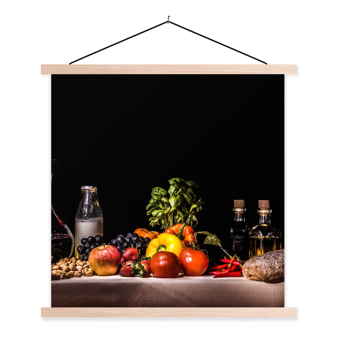 Muchowow Poster Stilleben Essen Trinken Obst Schwarz 1 St