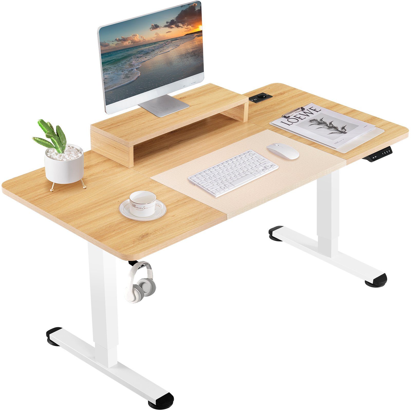 Comhoma Schreibtisch Höhenverstellbarer Computertisch 140 X 60 Cm
