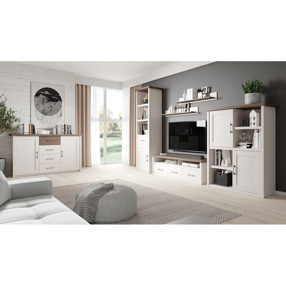 Lomadox Wohnzimmer Set Lund 78 Mega Spar Set 6 St 6 Tlg Pinie