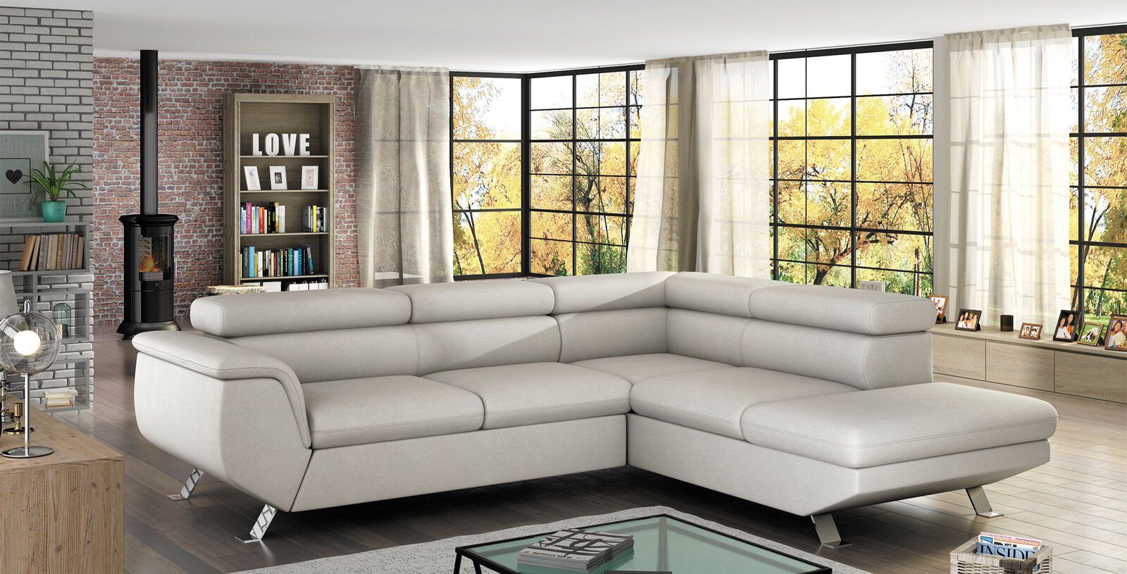 Jvmoebel Ecksofa Designer Sofa Couch Ecksofa Polster Textil Design