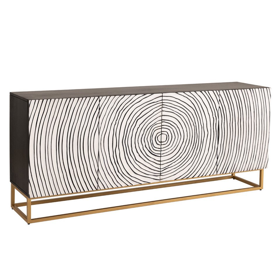 Riess Ambiente Sideboard Zen Circles 180cm Weiß Schwarz Gold