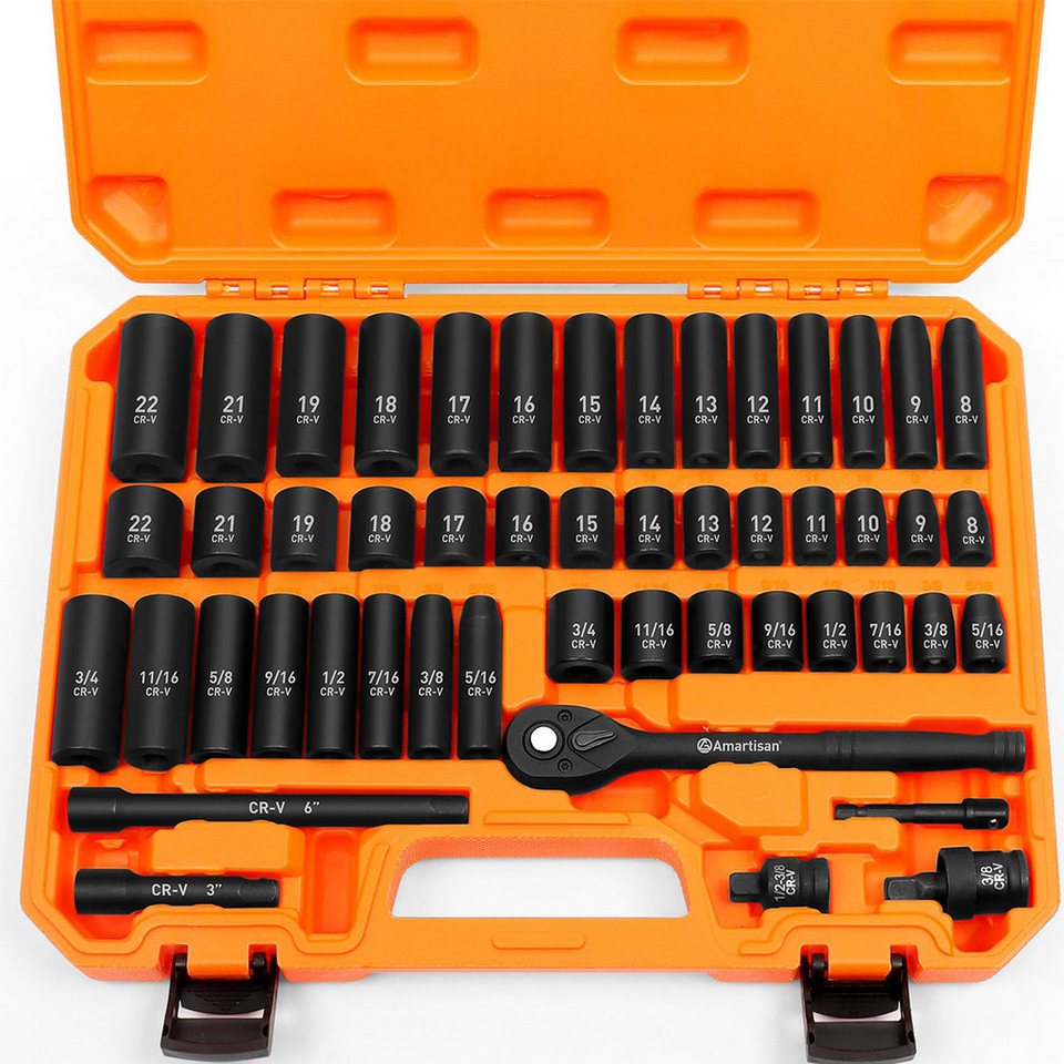 Dopwii Werkzeugset 38 Zoll Schlag Steckschlüsselsatz 50 Teiliges
