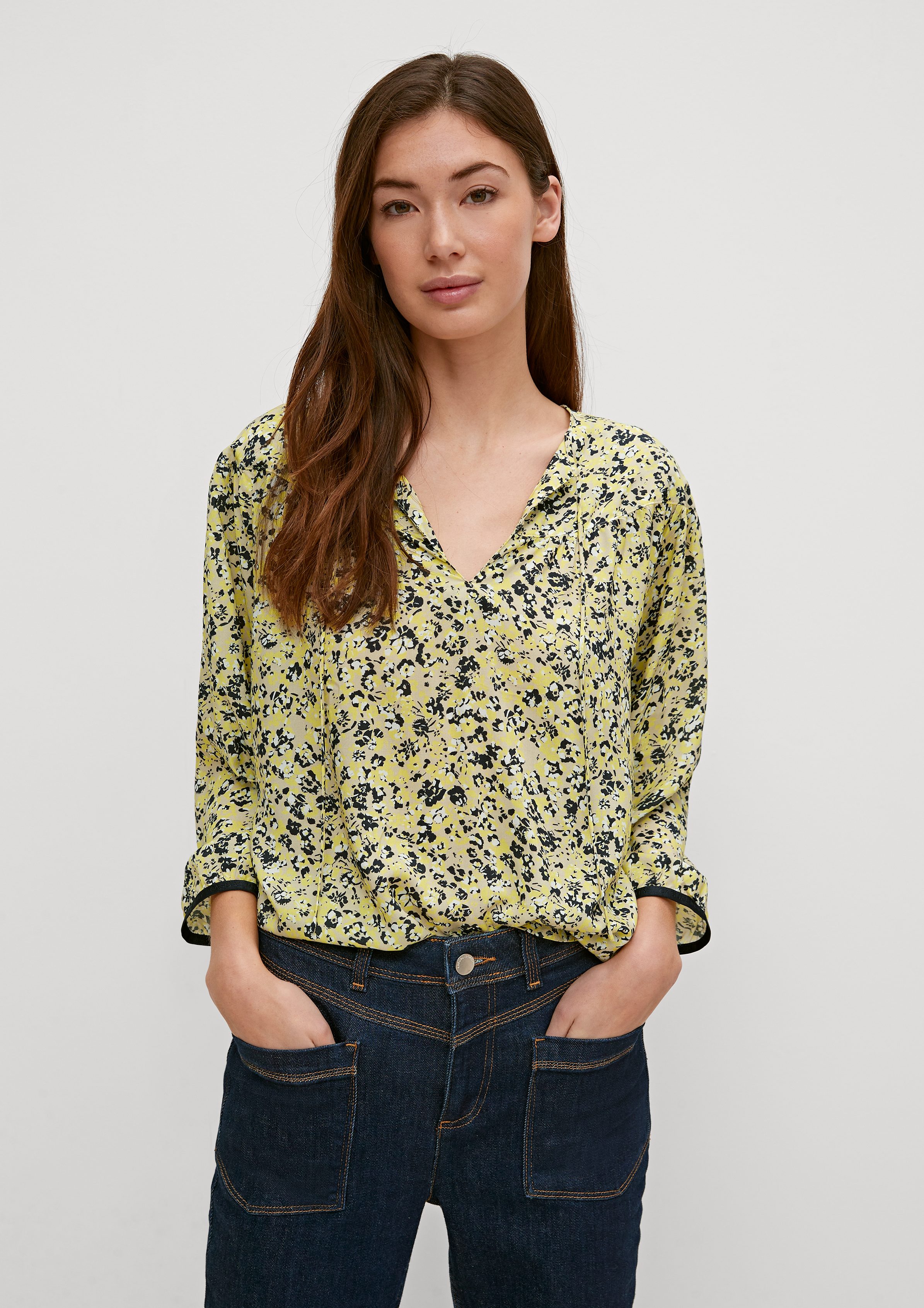 Comma Casual Identity Langarmbluse Viskosebluse Mit Tunika Ausschnitt