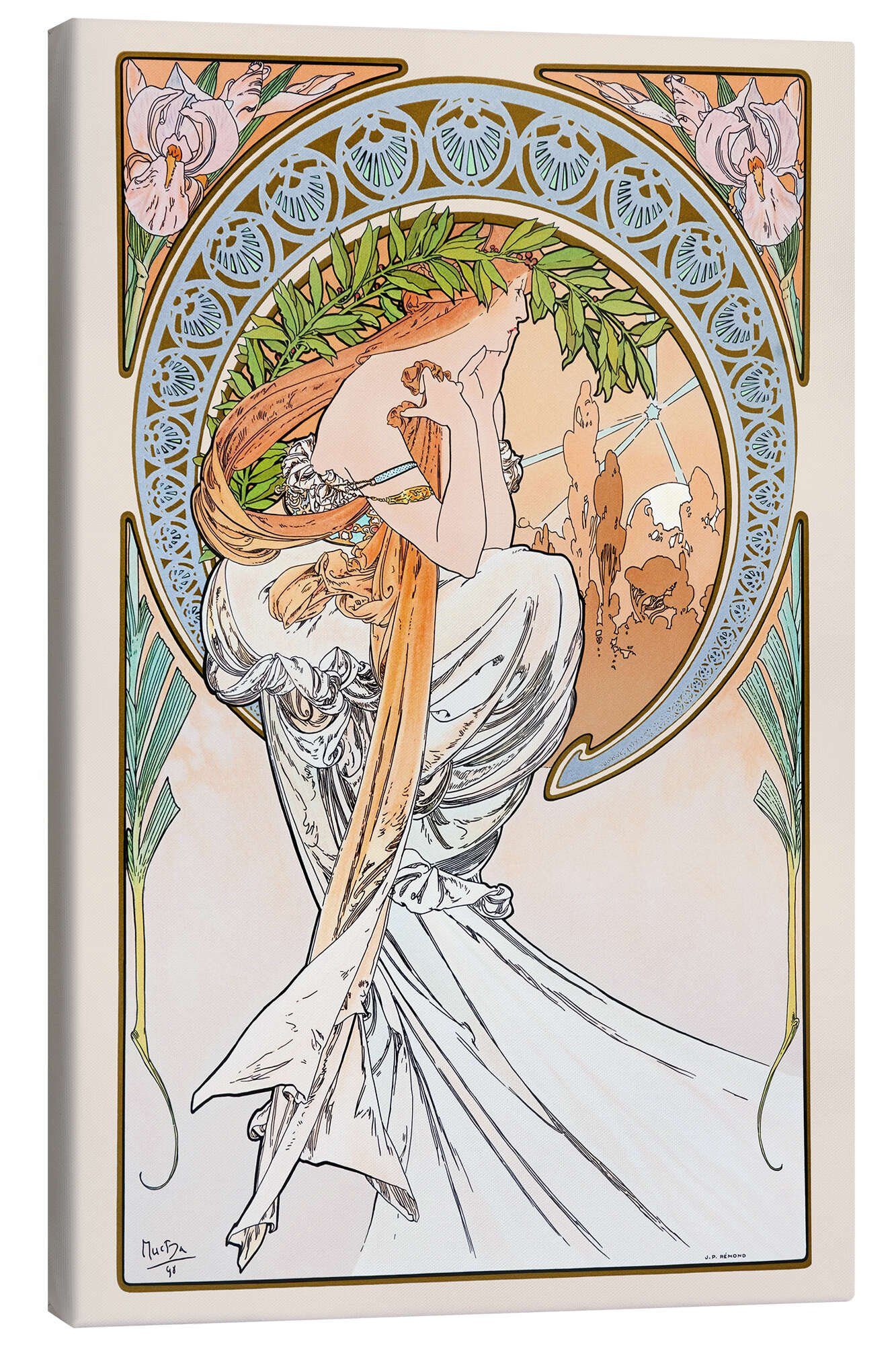 Posterlounge Leinwandbild Alfons Mucha Die Vier Künste Poesie