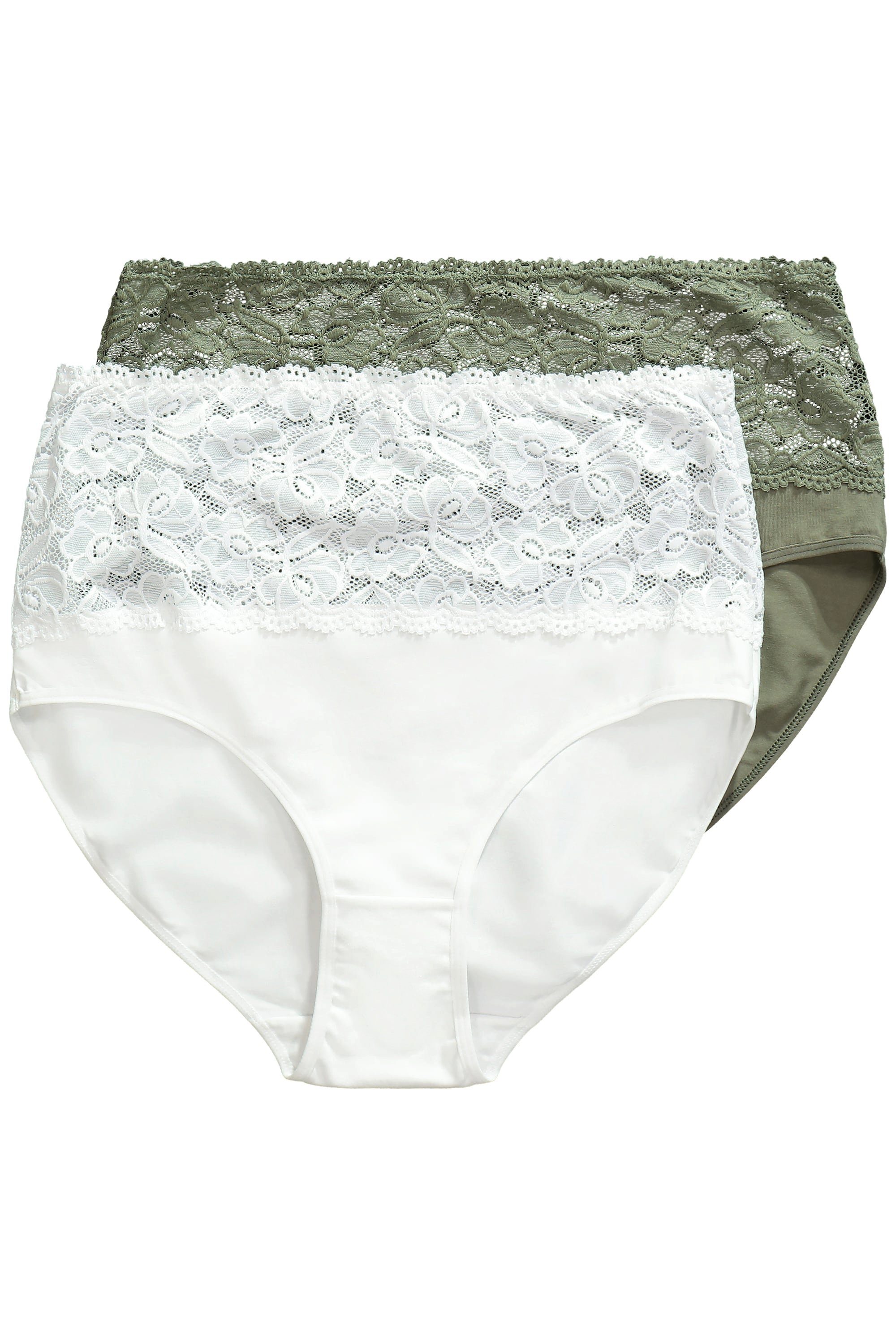Ulla Popken Slip Maxislips 2er-Pack High Waist Spitzenbund