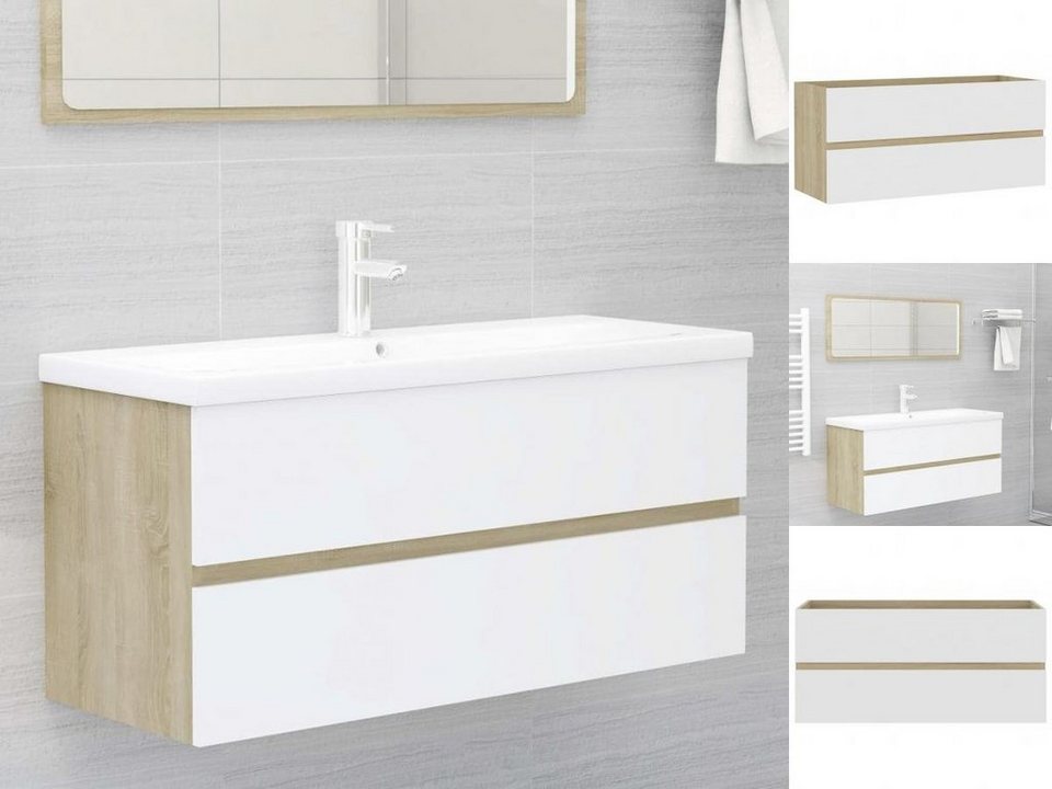 Vidaxl Badezimmer Set Waschbeckenunterschrank Weiß Sonoma 100x385x45