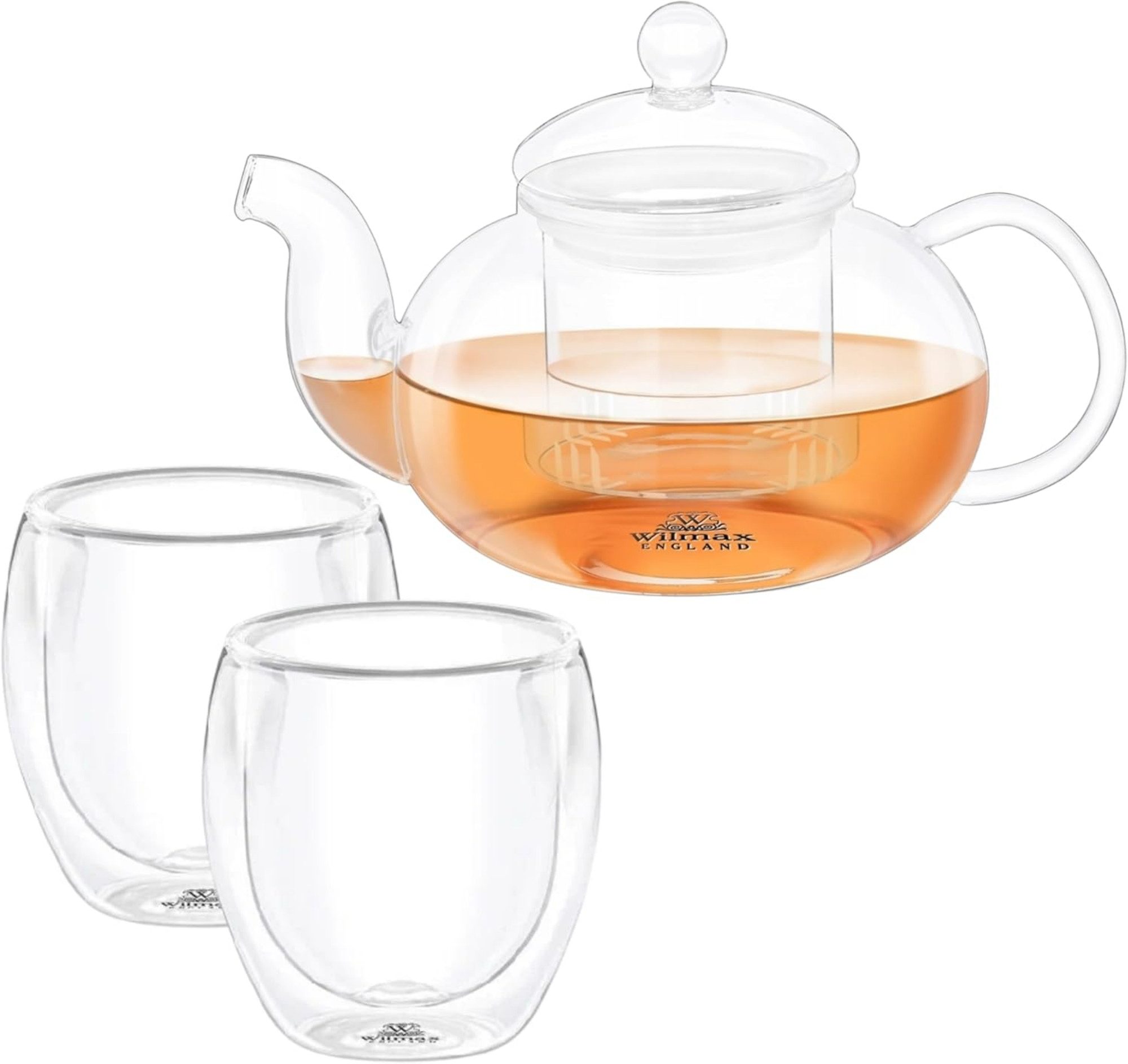 Wilmax England Kanne Teekanne 700 Ml 2 Thermogläser 250 Ml