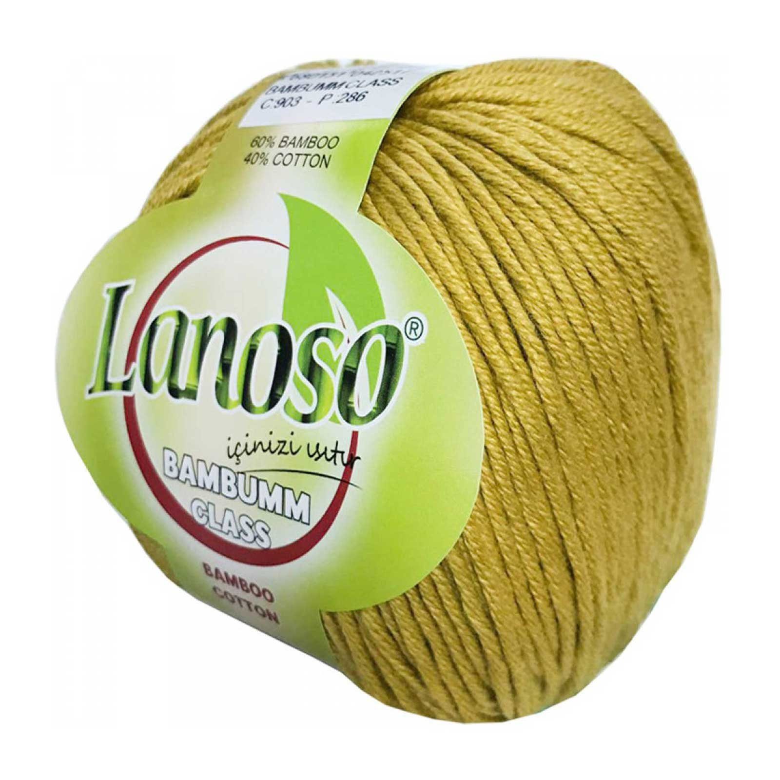 Lanoso 100g Strickgarn Bambumm Class Uni Häkelwolle, 140 m, 903 senf